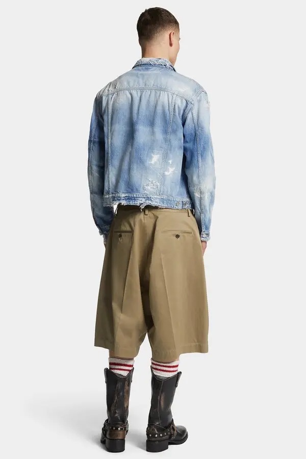 Dsquared2 Pleated Wide-leg Cotton Shorts