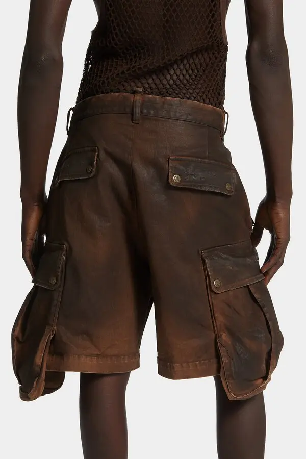 Dsquared2 Coated Denim Cargo Shorts