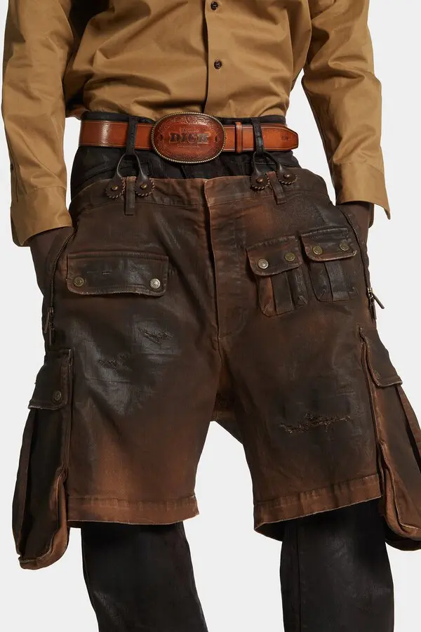Dsquared2 Coated Denim Cargo Shorts