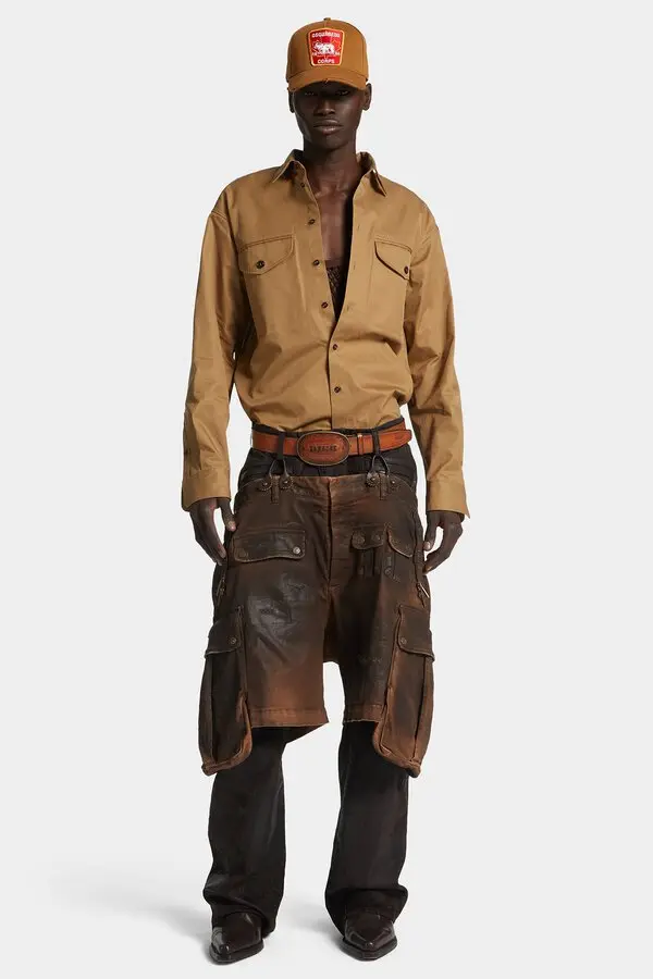 Dsquared2 Coated Denim Cargo Shorts