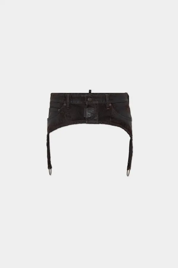 Dsquared2 Cotton Over Denim Shorts With Flocked Finish And D-ring Detail - Brown