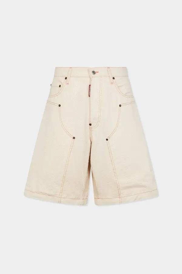 Dsquared2 Carpenter Shorts With Raw Wash And Rivet Detailing - Black