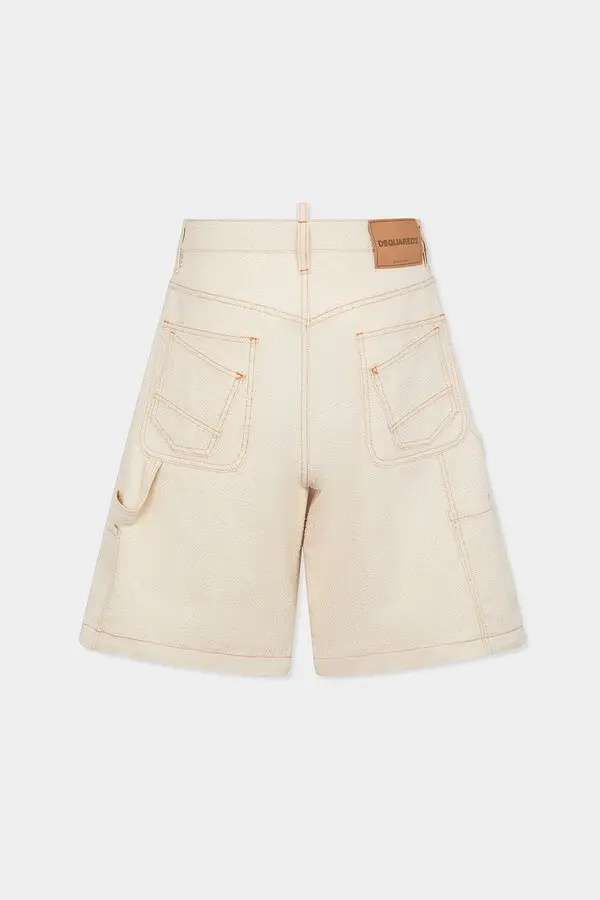 Dsquared2 Carpenter Shorts With Raw Wash And Rivet Detailing