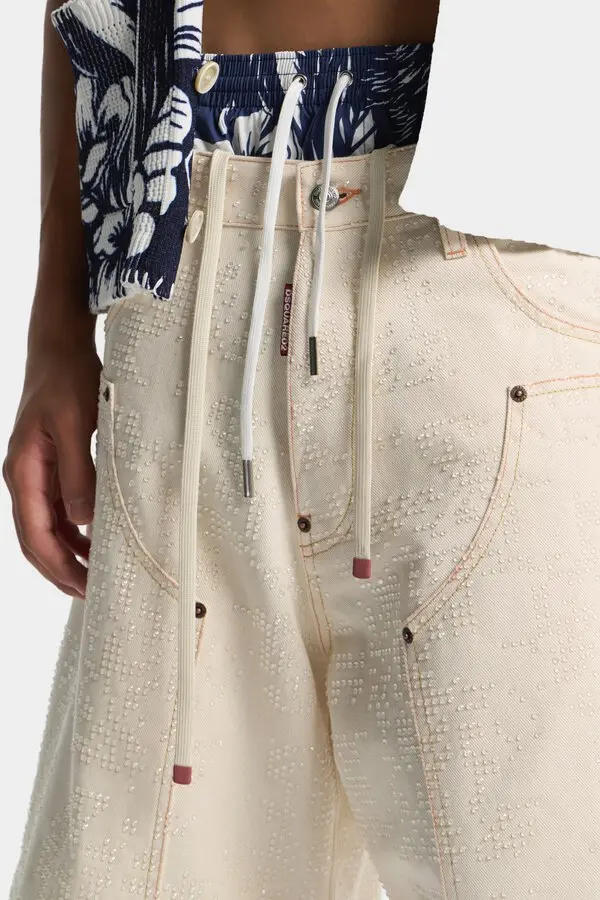 Dsquared2 Carpenter Shorts With Raw Wash And Rivet Detailing