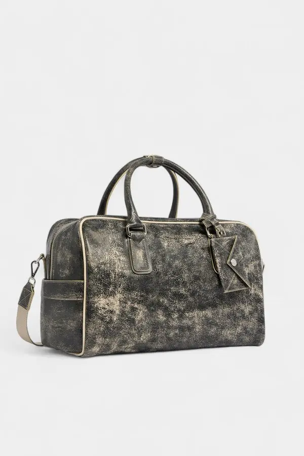 Dsquared2 Cracked Leather Duffle Bag