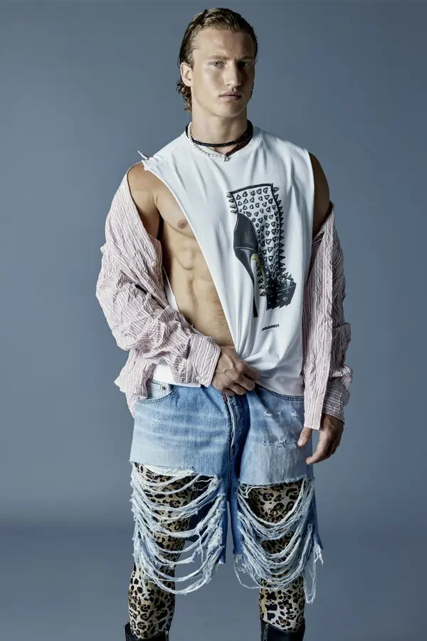 Dsquared2 Light Destroyed Wash Surfer Shorts