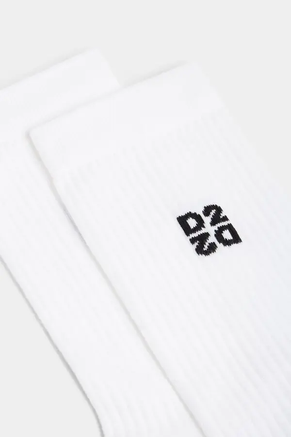 Dsquared2 Mid-crew Ribbed Cotton Socks With Logo