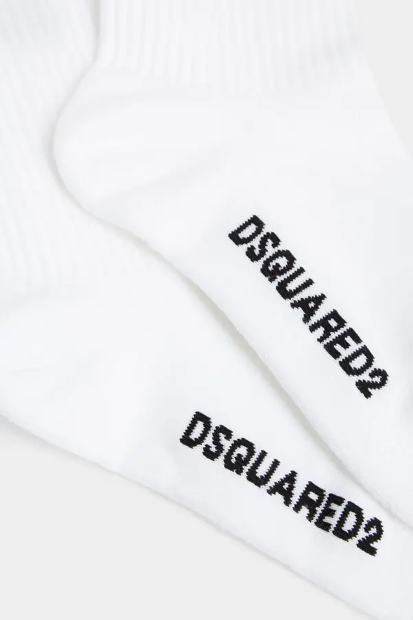 Dsquared2 Mid-crew Ribbed Cotton Socks With Logo