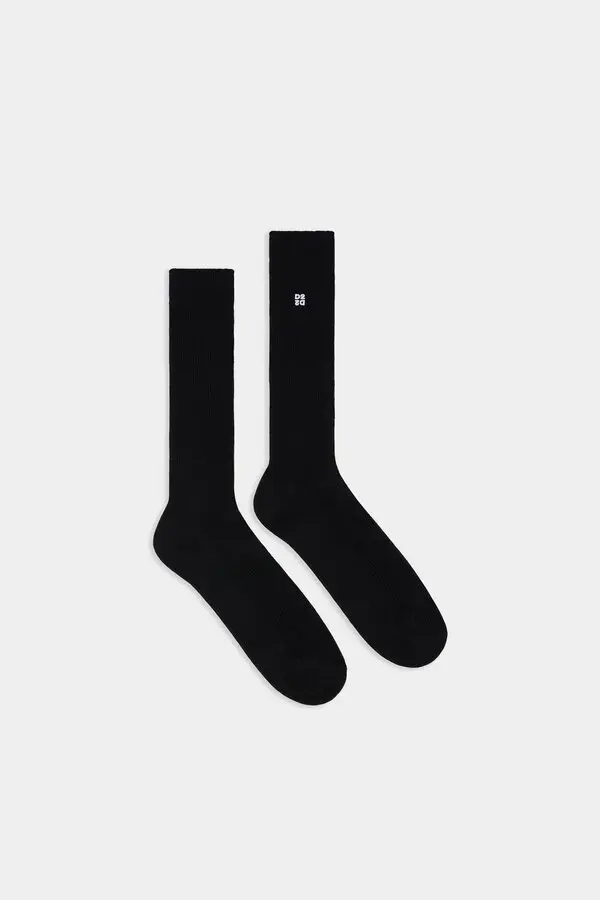 Dsquared2 Upside Mid-crew Socks With Logo - Black