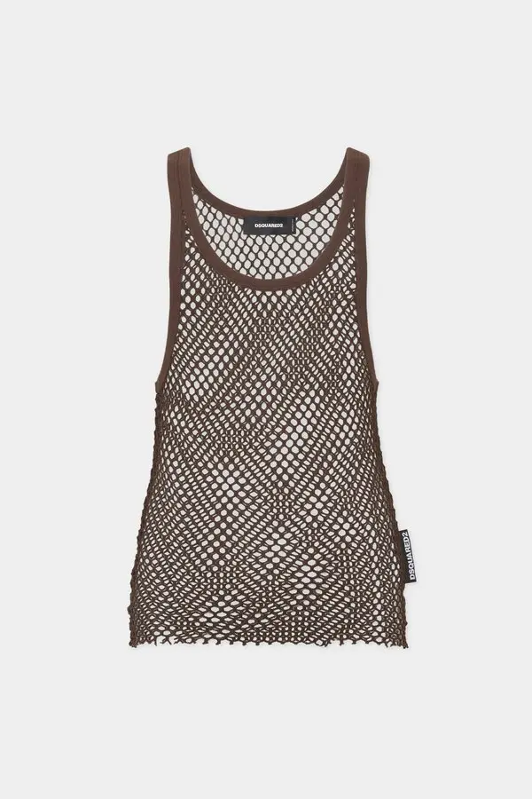 Dsquared2 Scoop Neck Mesh Tank Top - Brown
