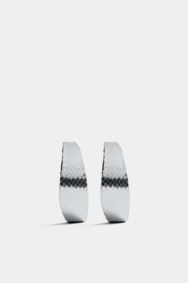 Dsquared2 Glamour Embossed Leather Earrings - Silver