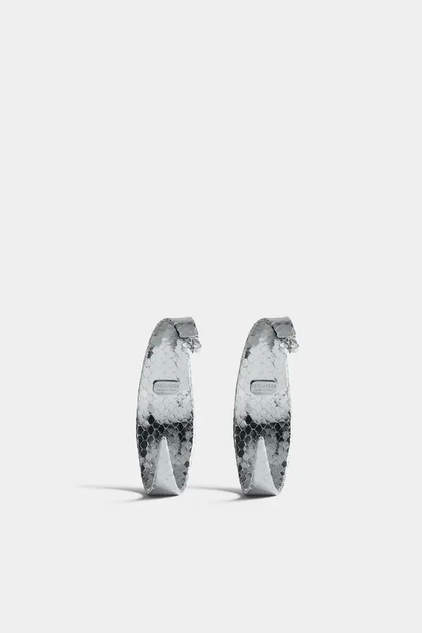Dsquared2 Glamour Embossed Leather Earrings - Silver