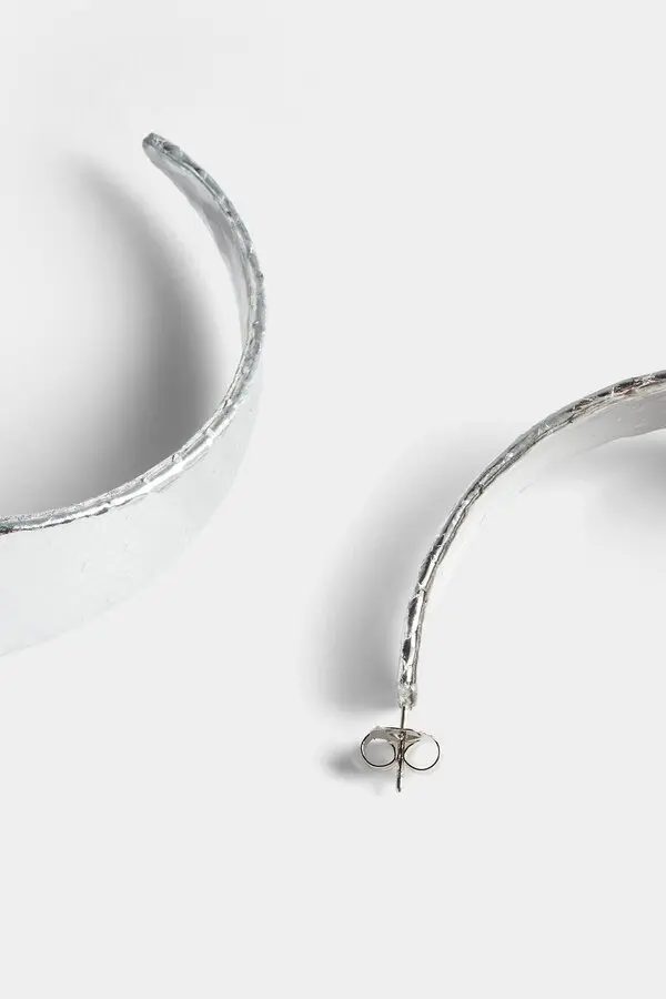 Dsquared2 Glamour Embossed Leather Earrings - Silver