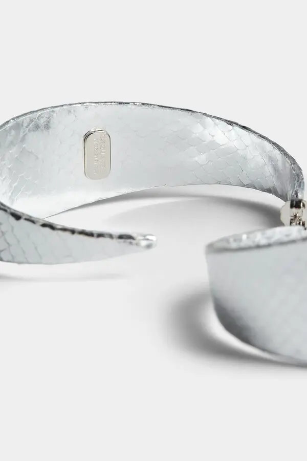 Dsquared2 Glamour Embossed Leather Earrings - Silver