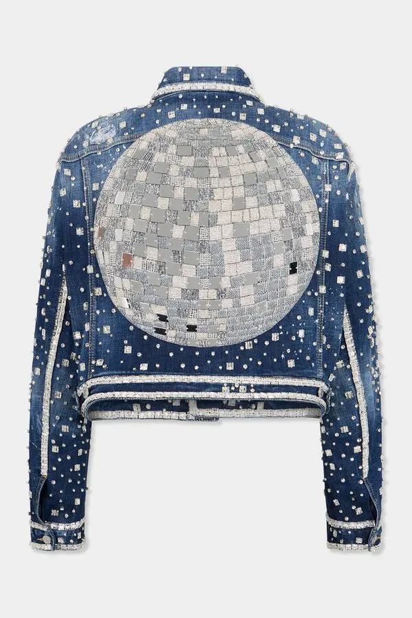 Dsquared2 Embellished Disco Ball Medium Boxy Jean Jacket