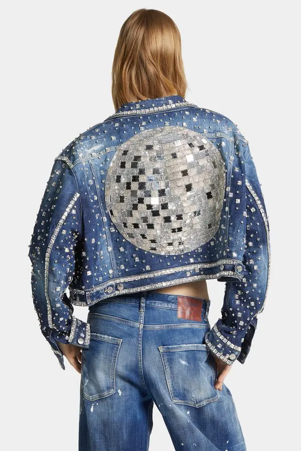 Dsquared2 Embellished Disco Ball Medium Boxy Jean Jacket