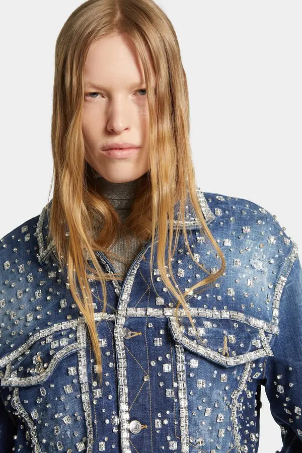 Dsquared2 Embellished Disco Ball Medium Boxy Jean Jacket