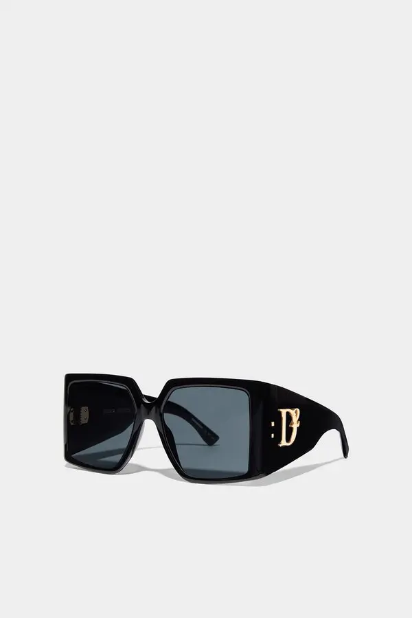 Dsquared2 Oversized Square Frame Sunglasses With Gold Tone Logo - Black