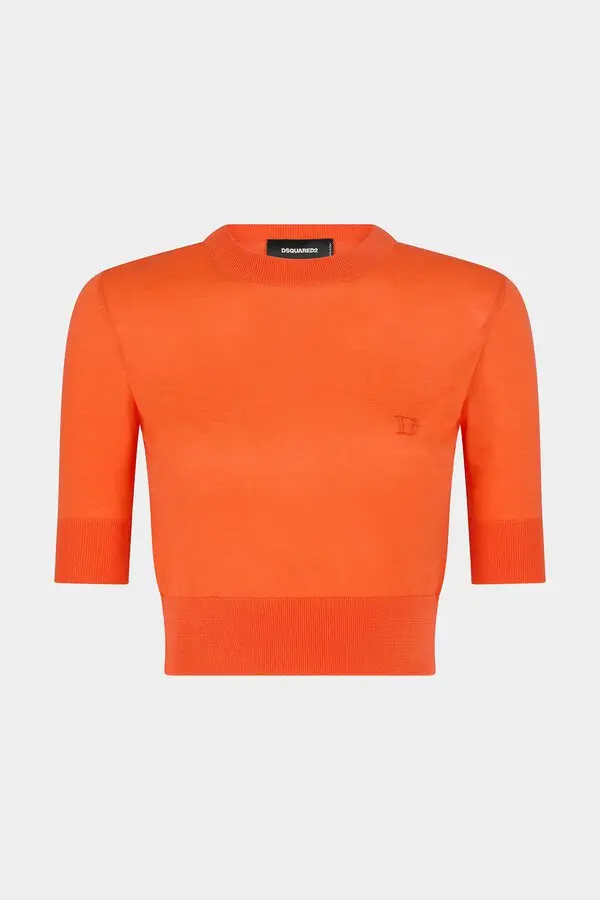 Dsquared2 Cropped Short Sleeve Knit Pullover - Orange