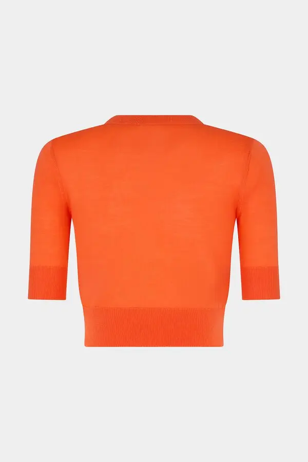 Dsquared2 Cropped Short Sleeve Knit Pullover