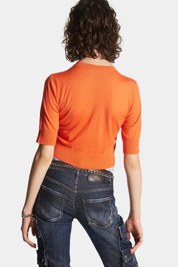 Dsquared2 Cropped Short Sleeve Knit Pullover