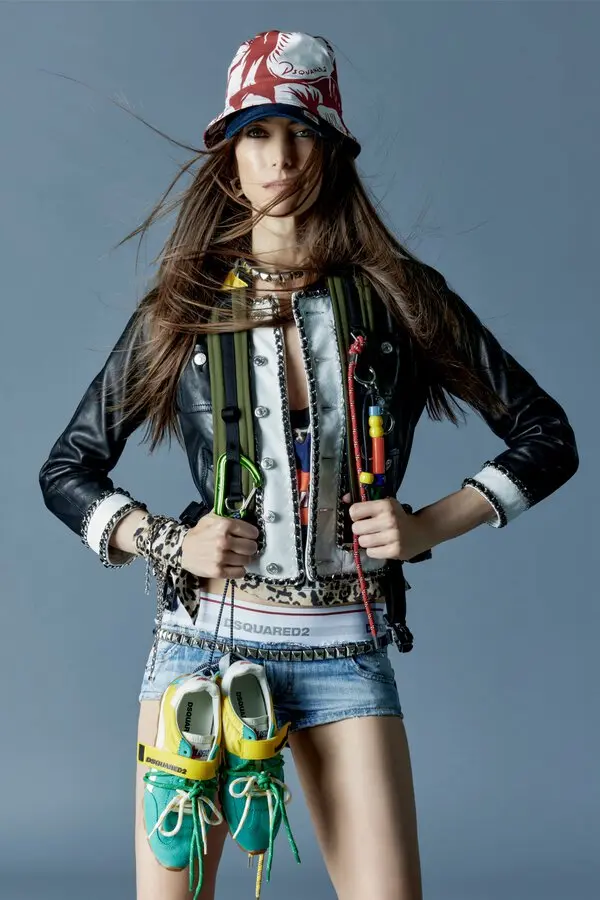 Dsquared2 Leather Jacket With Contrasting Cuffs And Woven Edging