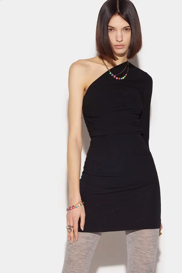 Dsquared2 Camping Crew One Shoulder Dress - Black