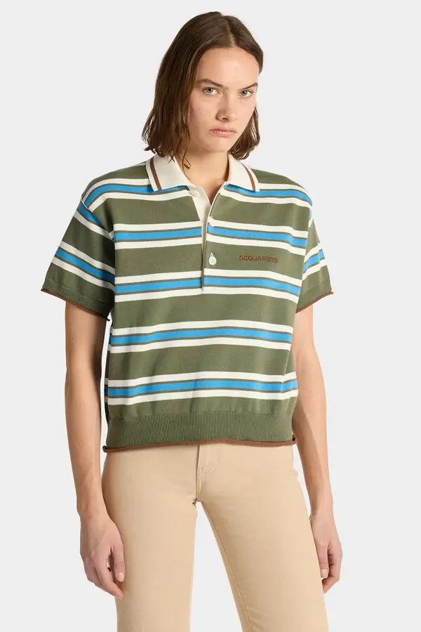 Dsquared2 Striped Knit Polo Shirt
