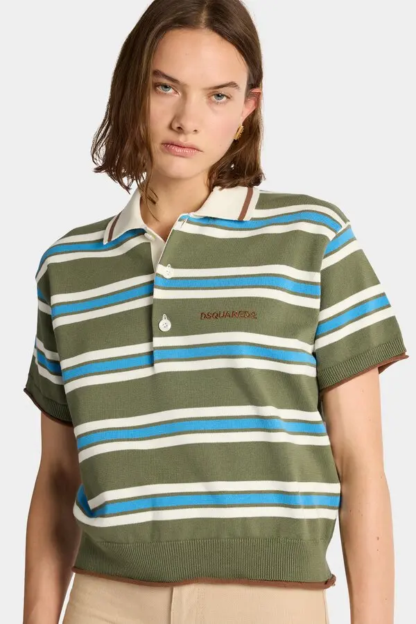 Dsquared2 Striped Knit Polo Shirt
