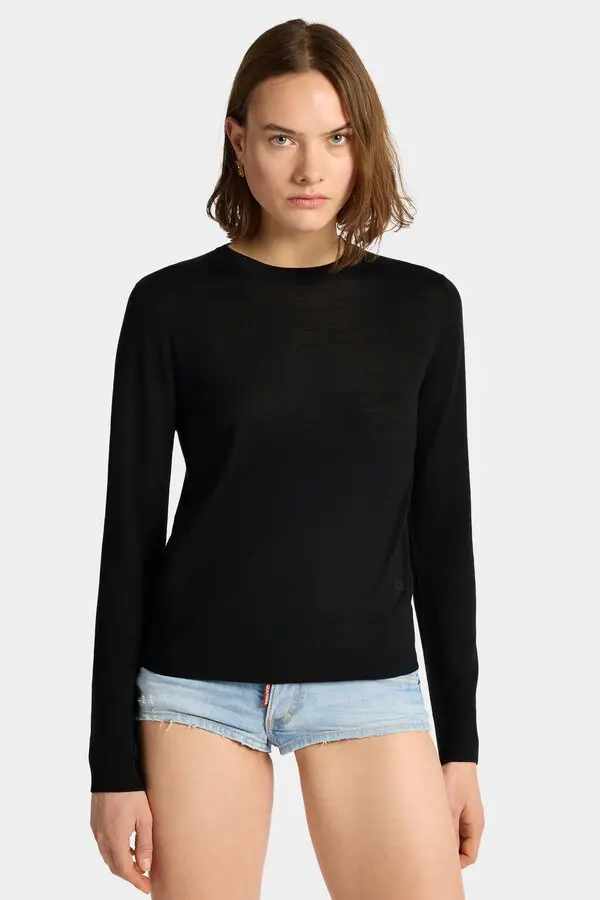 Dsquared2 Upside Down Logo Fine Knit Pullover - Black