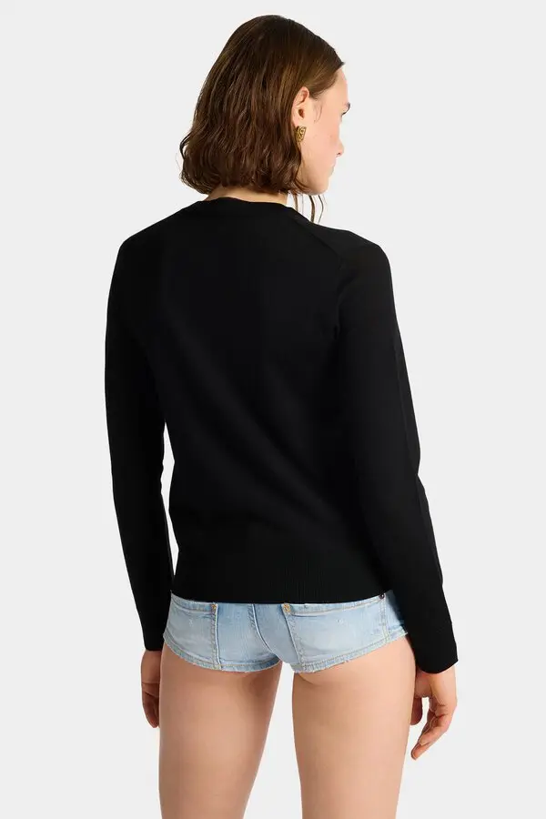Dsquared2 Upside Down Logo Fine Knit Pullover - Black