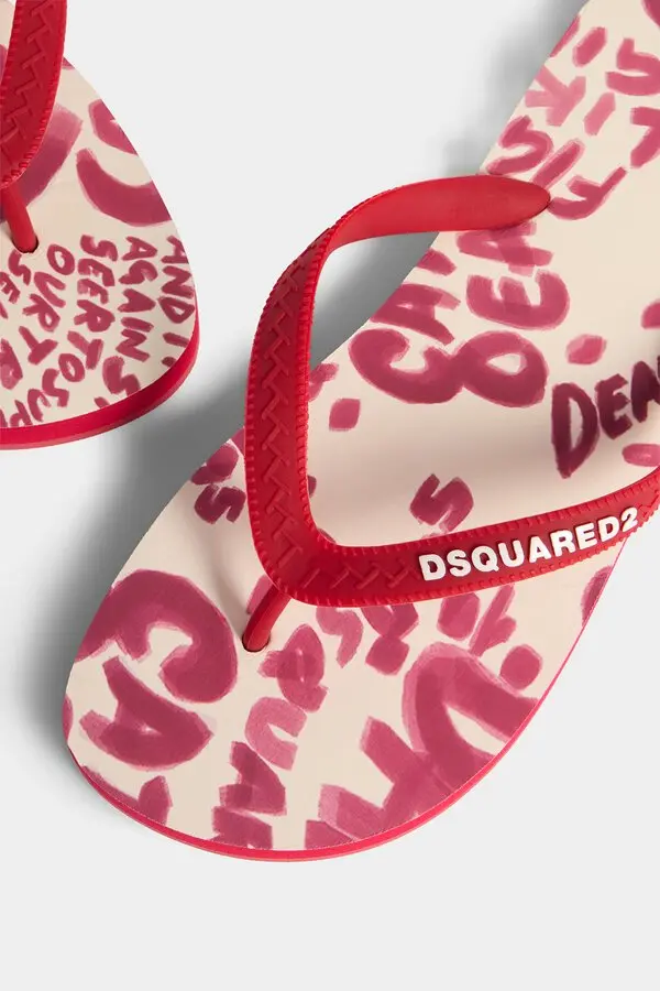 Dsquared2 Rebel Hibiscus Flip Flops - Fantasy