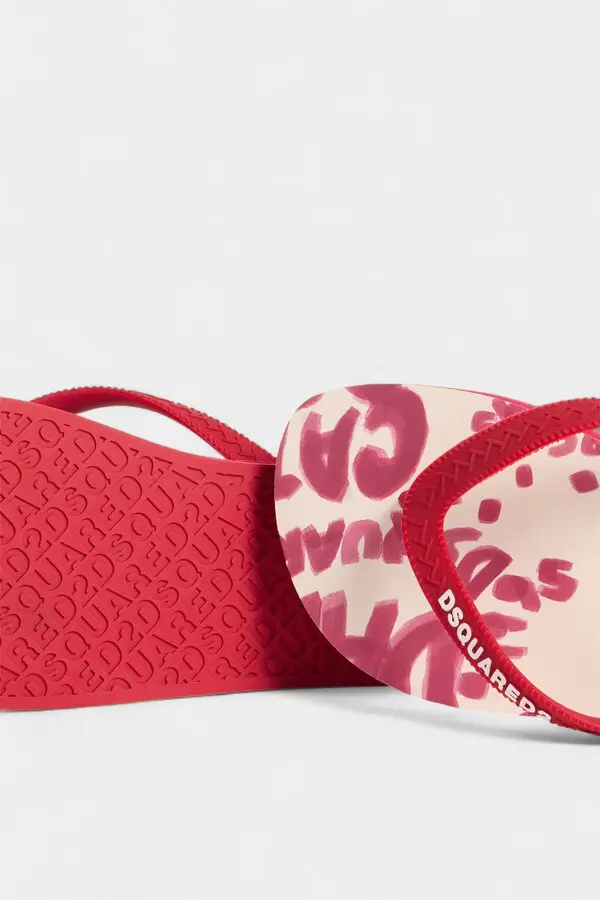 Dsquared2 Rebel Hibiscus Flip Flops - Fantasy