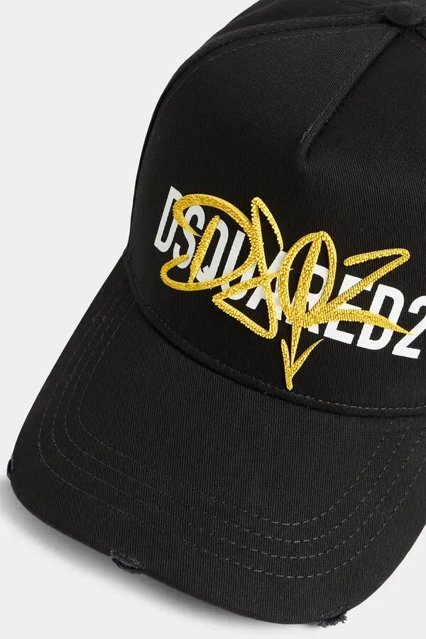 Dsquared2 Gabardine Baseball Cap With Maxi Lettering - Black