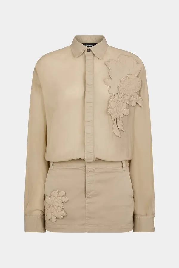 Dsquared2 Blossom Patch Shirt Dress - Grey