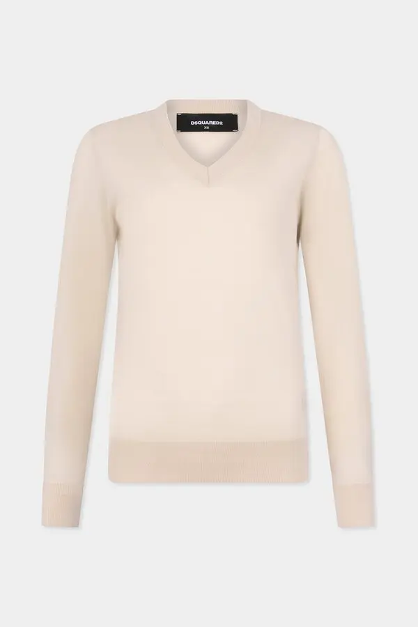 Dsquared2 Pure Wool V-neck Pullover - Beige