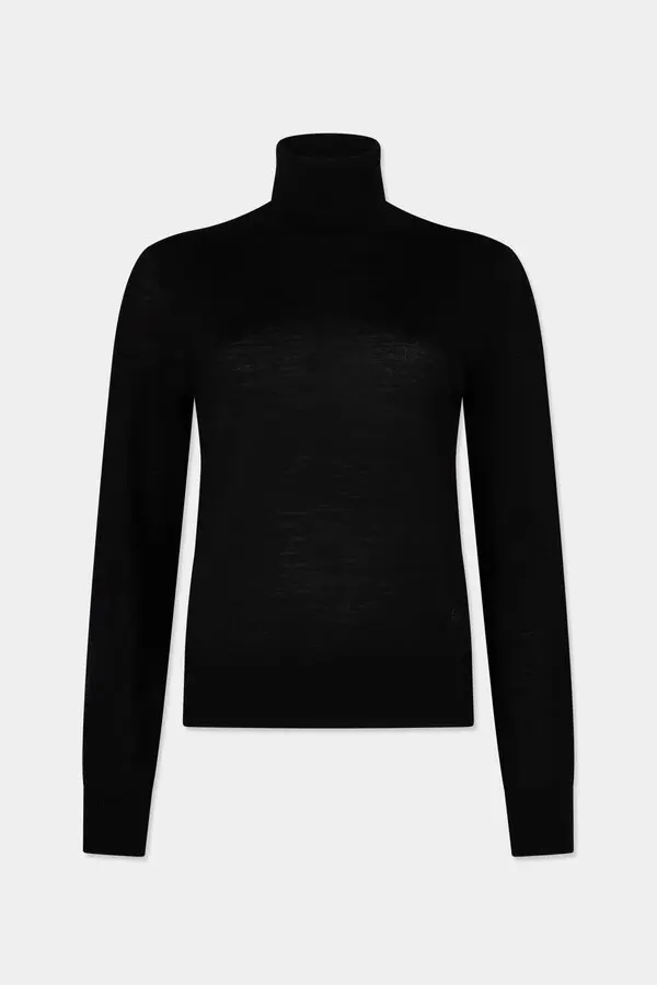 Dsquared2 Upside Down Turtleneck Pullover In Fine Wool - Black