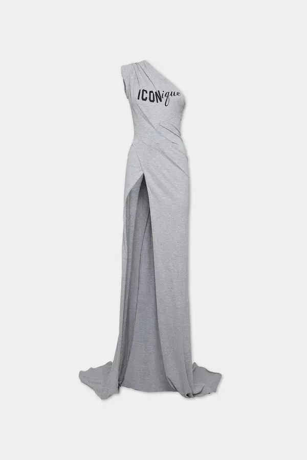 Dsquared2 One-shoulder Maxi Dress With Slit - Grey