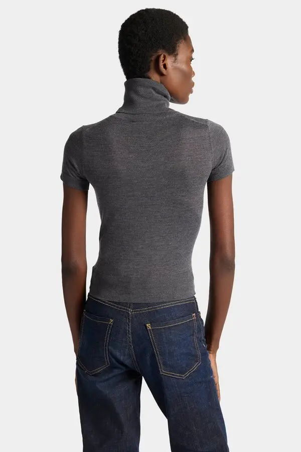 Dsquared2 Short Sleeve Turtleneck Pullover In Fine Wool