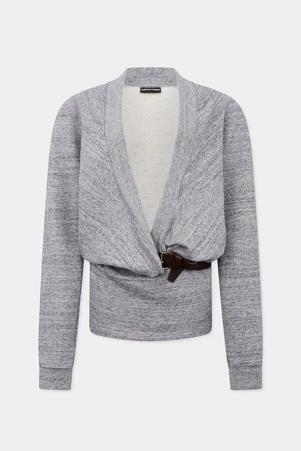 Dsquared2 Deep Cut Jersey Dress With Tie-belt - Grey