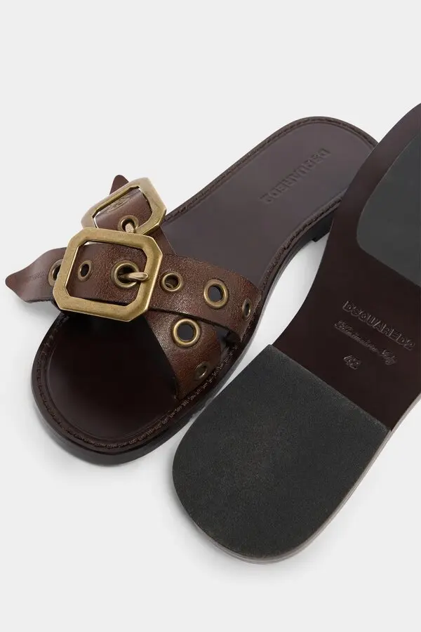 Dsquared2 Twin Flat Sandals With Studded Straps