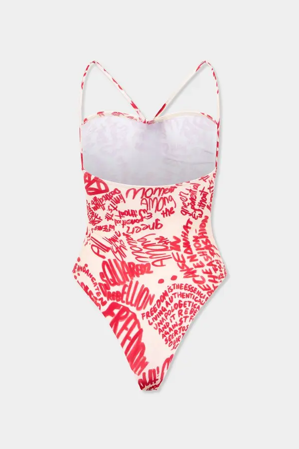 Dsquared2 Rebel Hibiscus One-piece Swimsuit - Fantasy