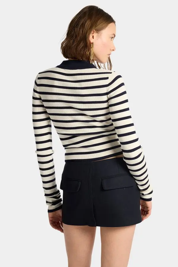 Dsquared2 Striped Rib-knitted Virgin Wool Polo Shirt