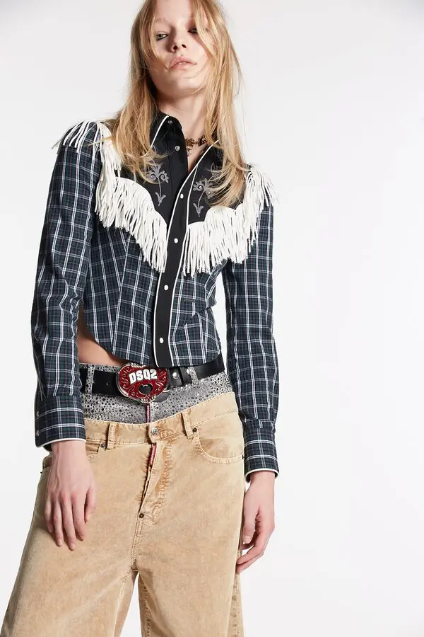 Dsquared2 Western Shirt With Fringe Detailing - Fantasy
