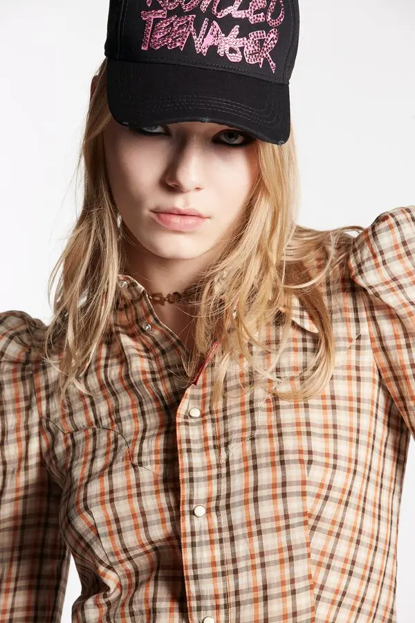 Dsquared2 Plaid Shirt With Puff Sleeves