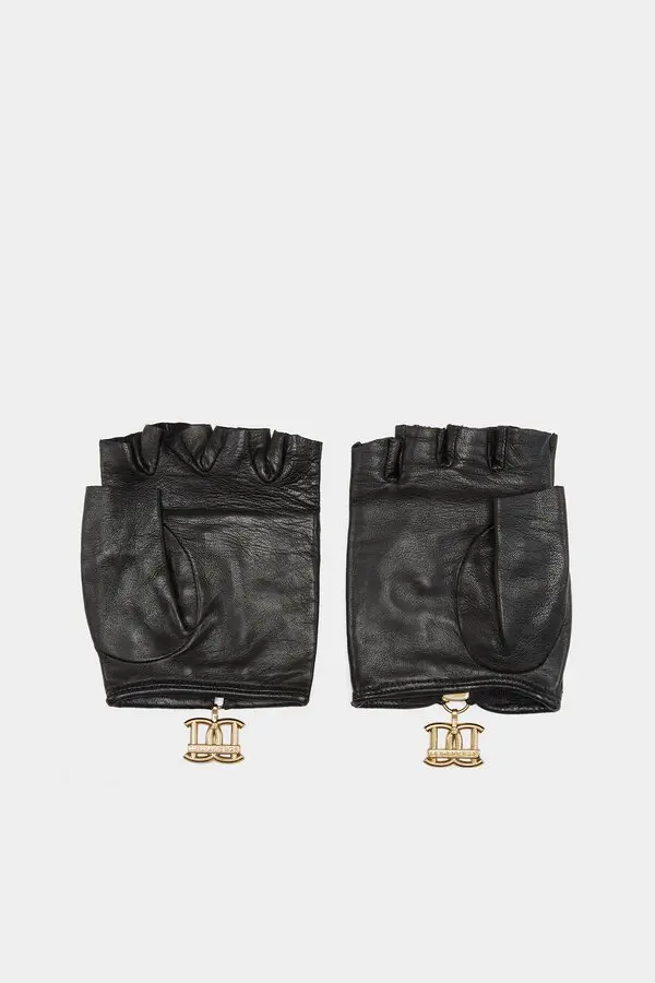 Dsquared2 Studded Quilted Leather Fingerless Gloves