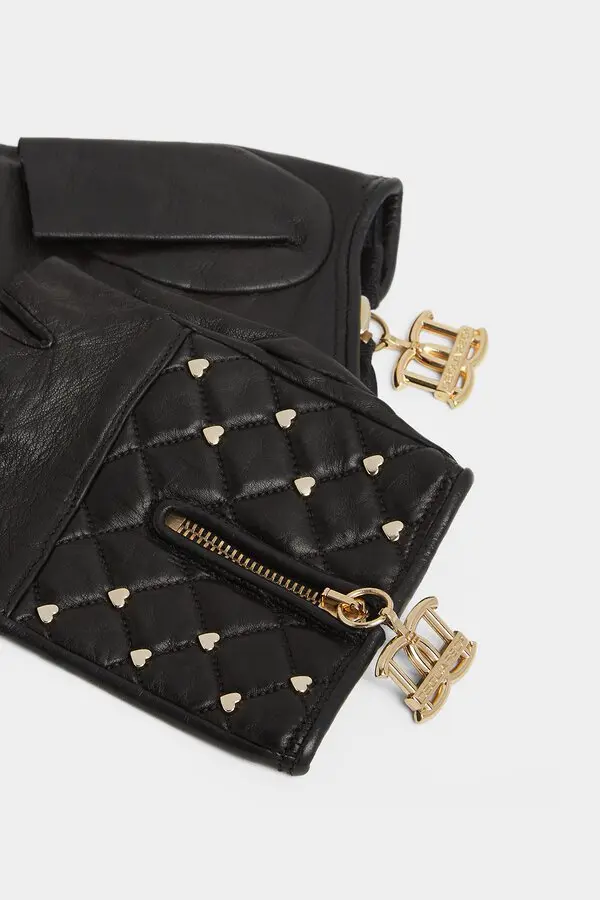 Dsquared2 Studded Quilted Leather Fingerless Gloves