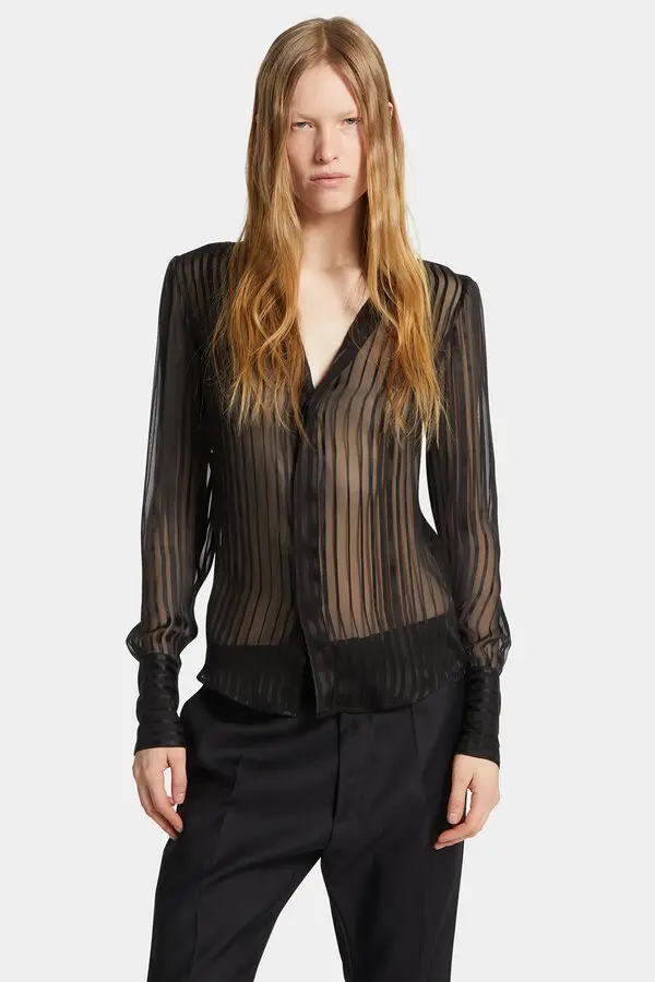 Dsquared2 Bianca Striped Sheer Shirt
