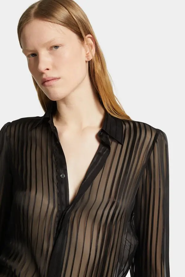 Dsquared2 Bianca Striped Sheer Shirt