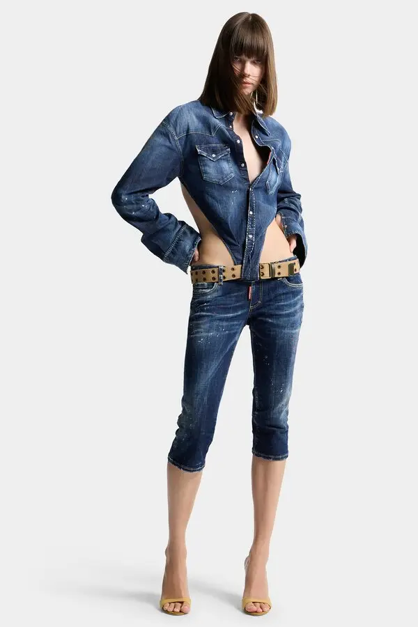 Dsquared2 Deep Cut Open Back Denim Shirt